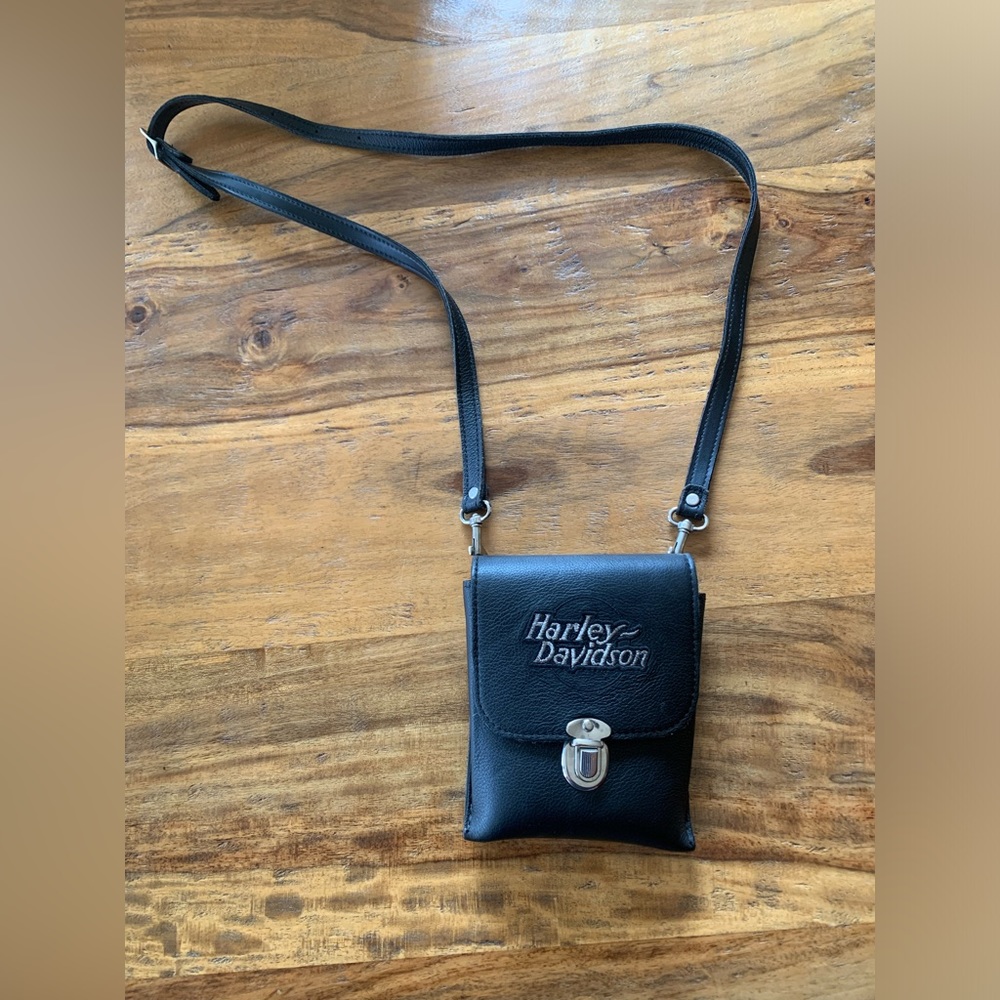 Harley Davidson, Vintage, Small, Crossbody/Pouch, Bla… - Gem